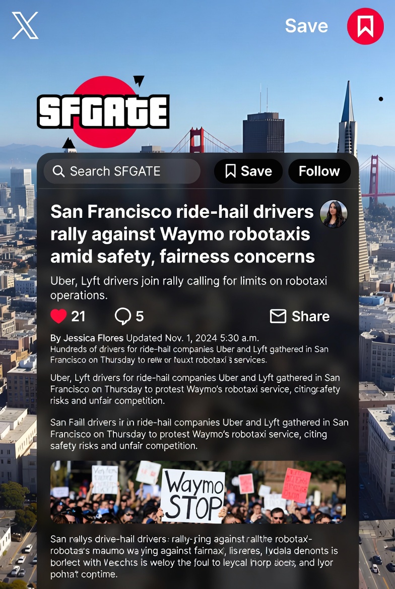 San Francisco Ride-Hail Drivers Rally Against Waymo Robotaxis Amid ...